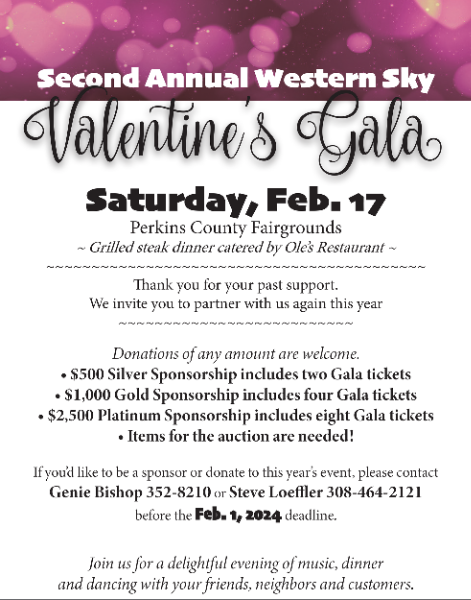 Western Sky CCC - Sponsorships for Valentine's Gala
